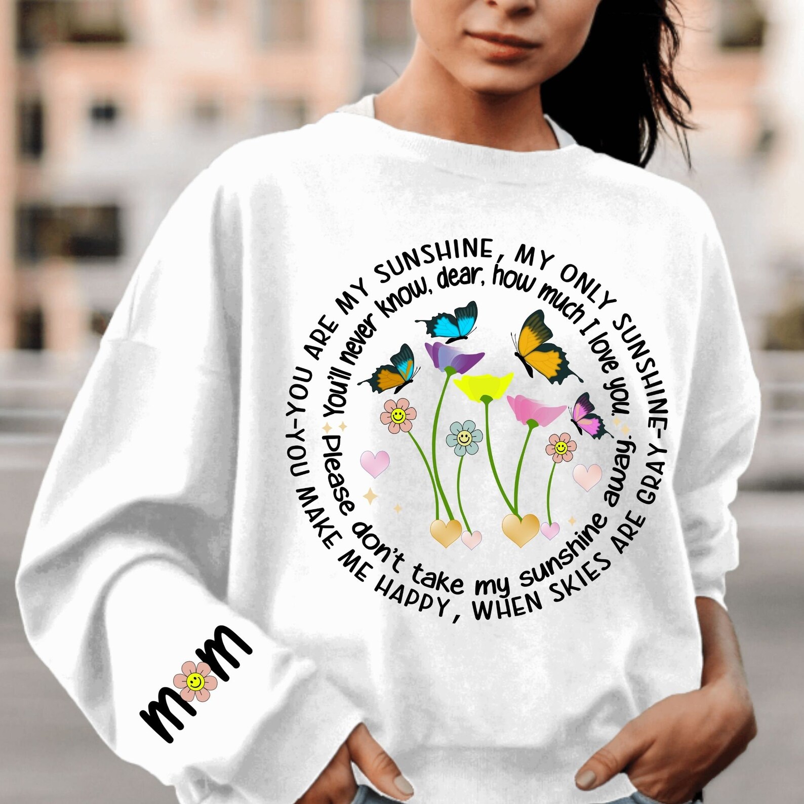 Mom You Are My Sunshine Svg Png, Butterfly Svg Png, Custom Circle Text ...