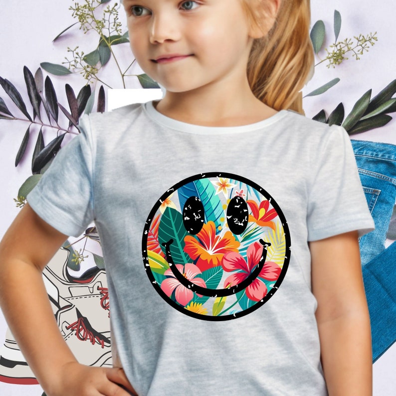 Floral Smiley Face PNG, Retro Happy Flowers PNG, Tropical Smiley Design ...