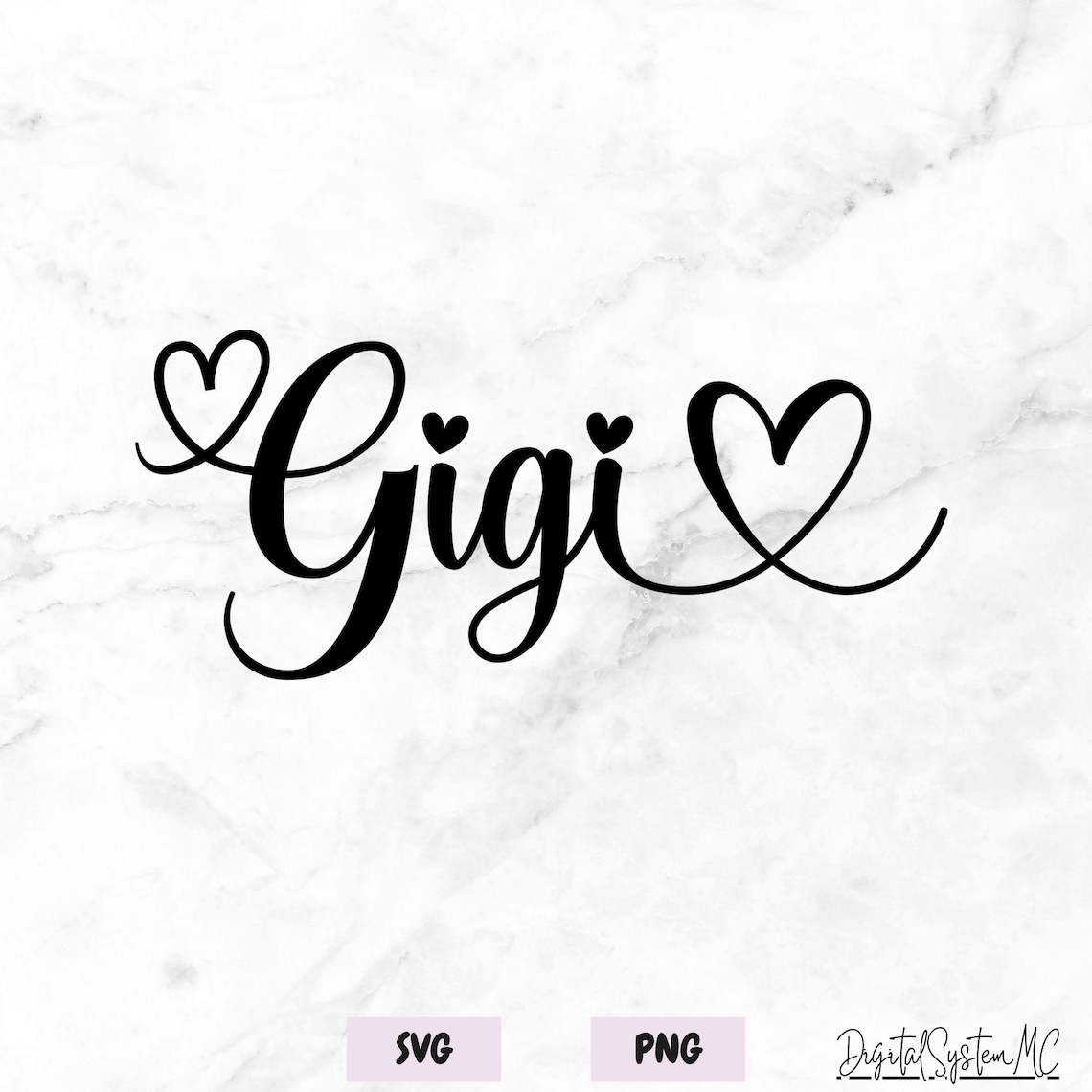 Gigi Heart Script, Grandma Gift Design (SVG, PNG) - Etsy