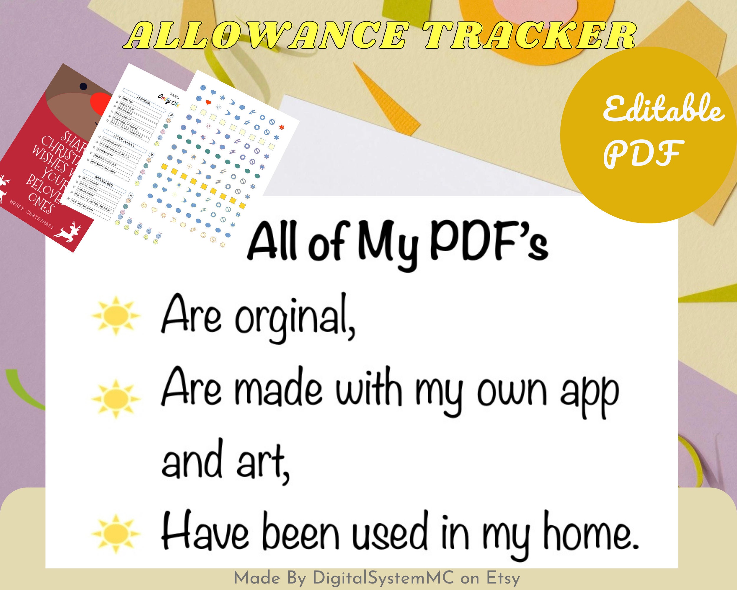 Editable Allowance Chart for Kids and Teens, Allowance Tracker ...