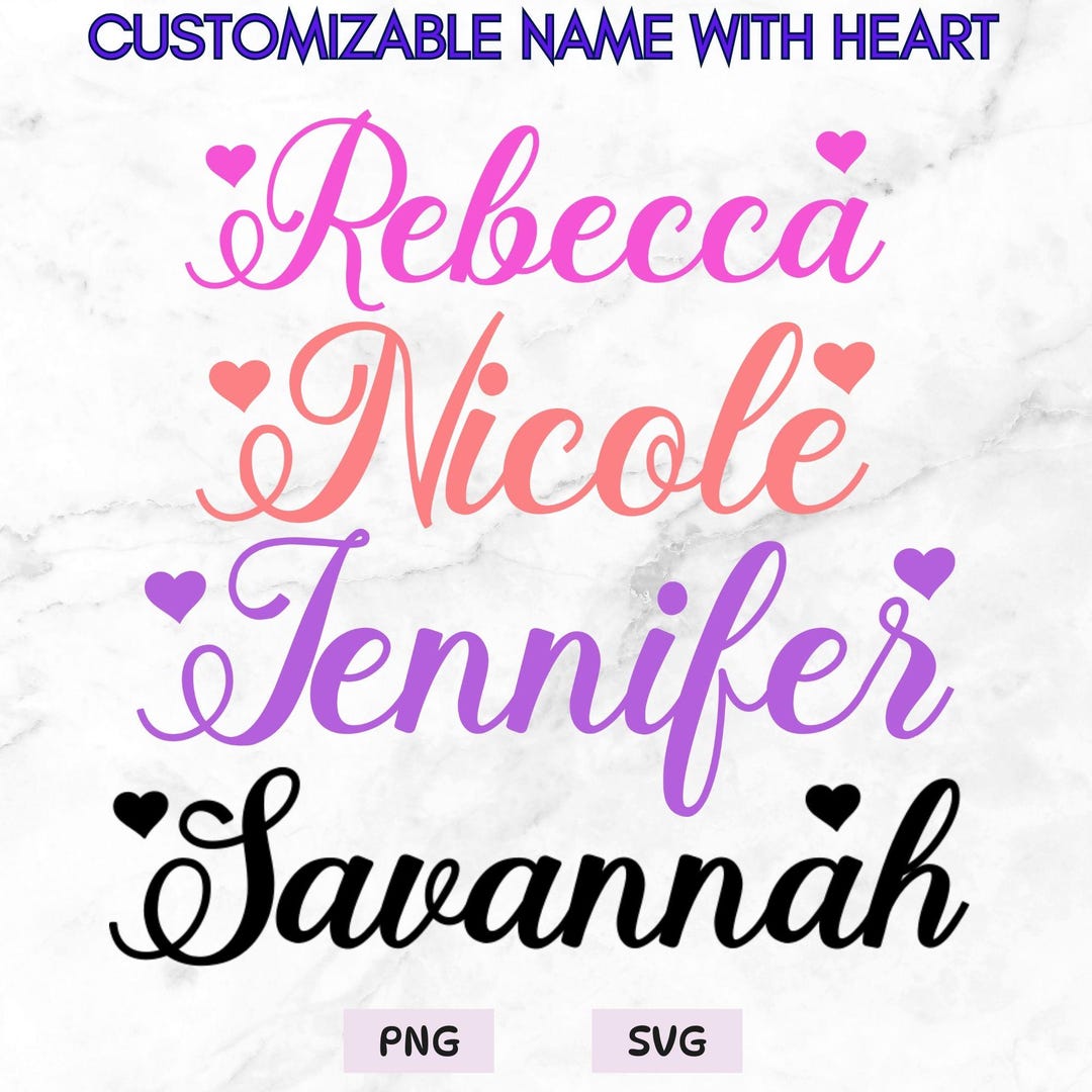 Personalized Name Heart SVG: Custom Digital File (PNG) - Etsy