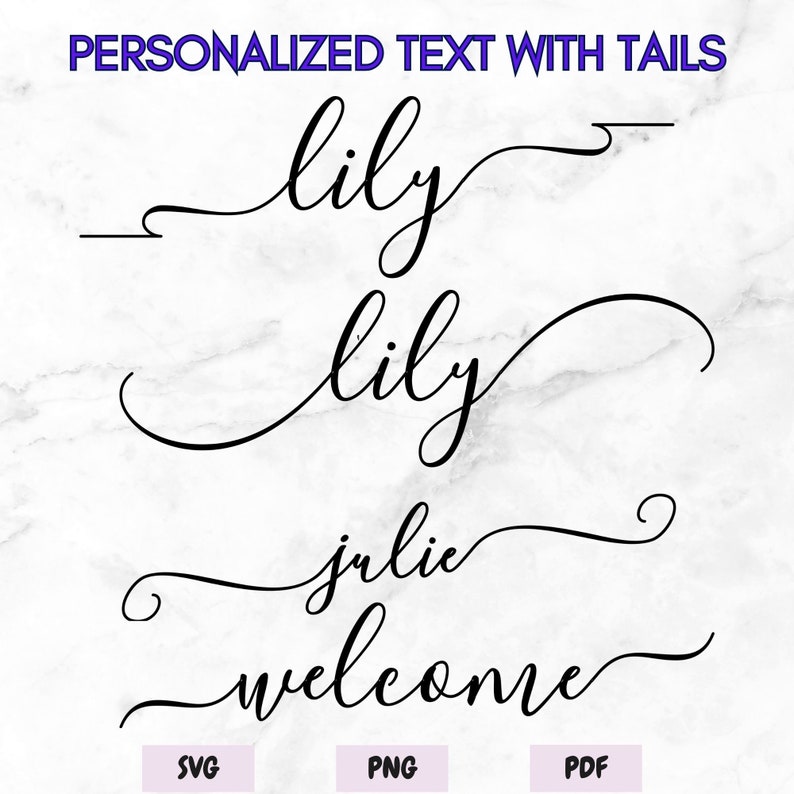 Custom Name Calligraphy Font With Tails (SVG, PNG, PDF) - Etsy