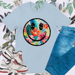 Floral Smiley Face PNG, Retro Happy Flowers PNG, Tropical Smiley Design ...