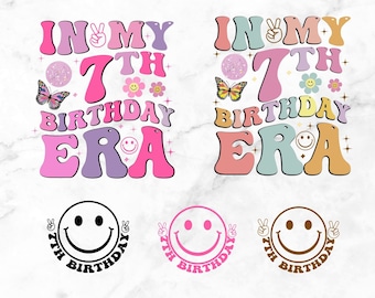 Groovy in My 7th Birthday Era Disco Butterfly Kids Girls Digital PNG - Etsy