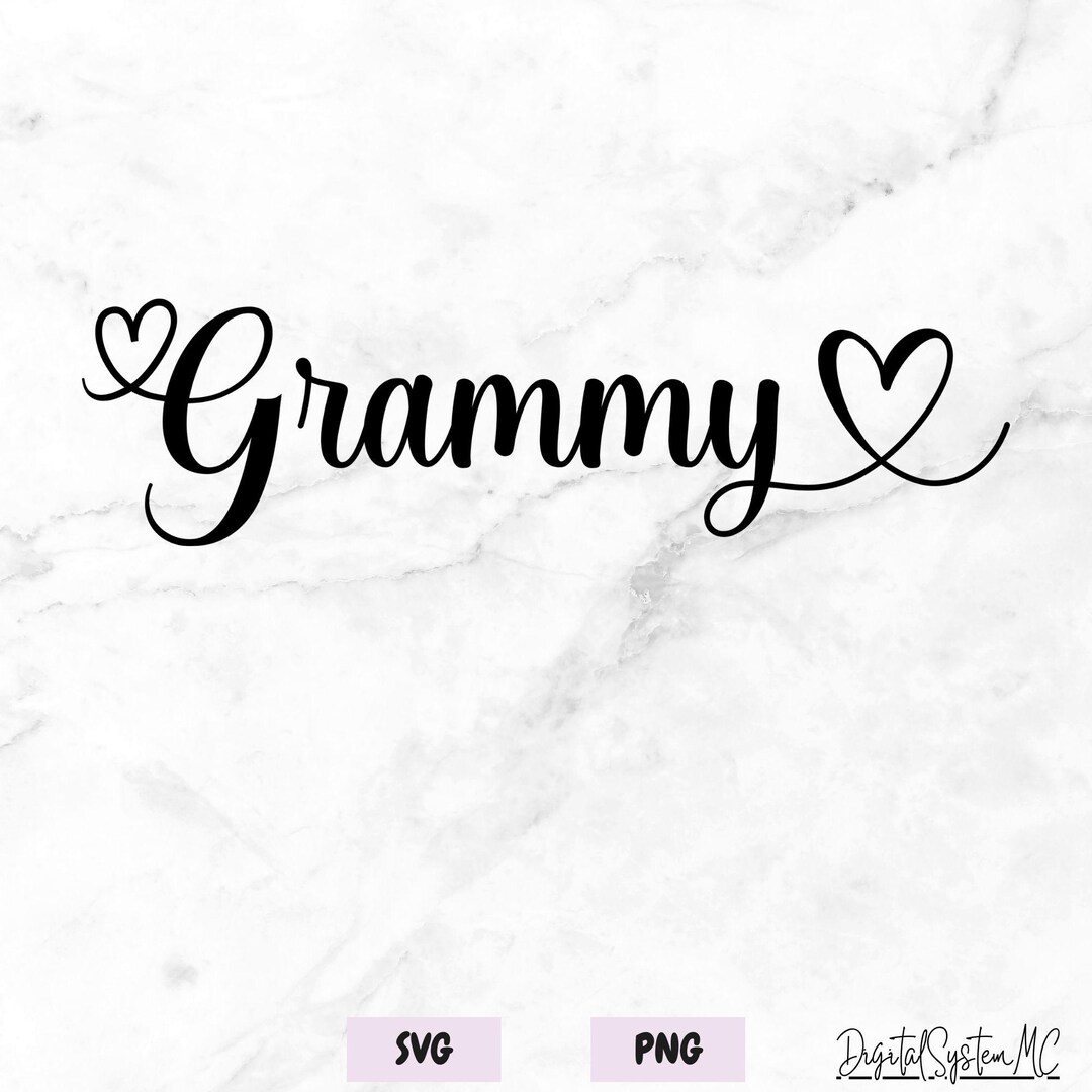 Grammy Heart Script SVG, PNG | Grandma Gift Design | Cricut Silhouette ...