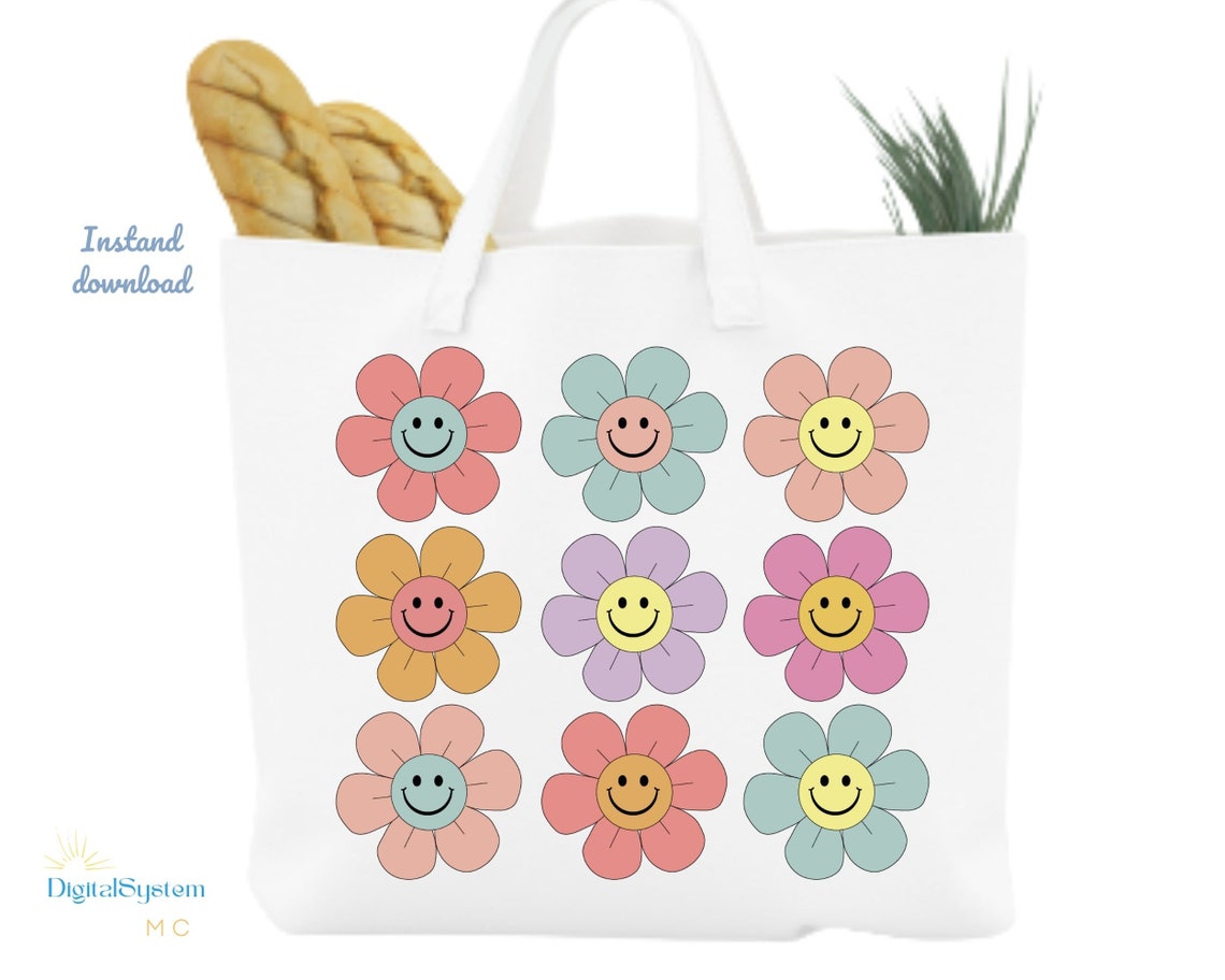 Colorful Flowers Svg Png Flower Design Tote Bag Svg Png - Etsy
