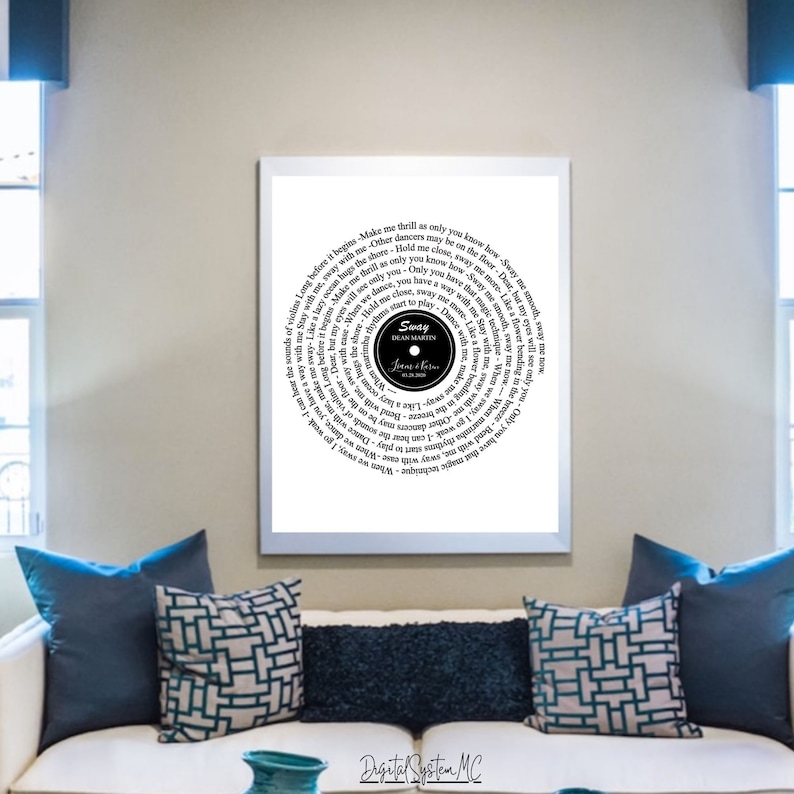 Custom Song Lyrics Record Print, Anniversary Gift (digital File) - Etsy