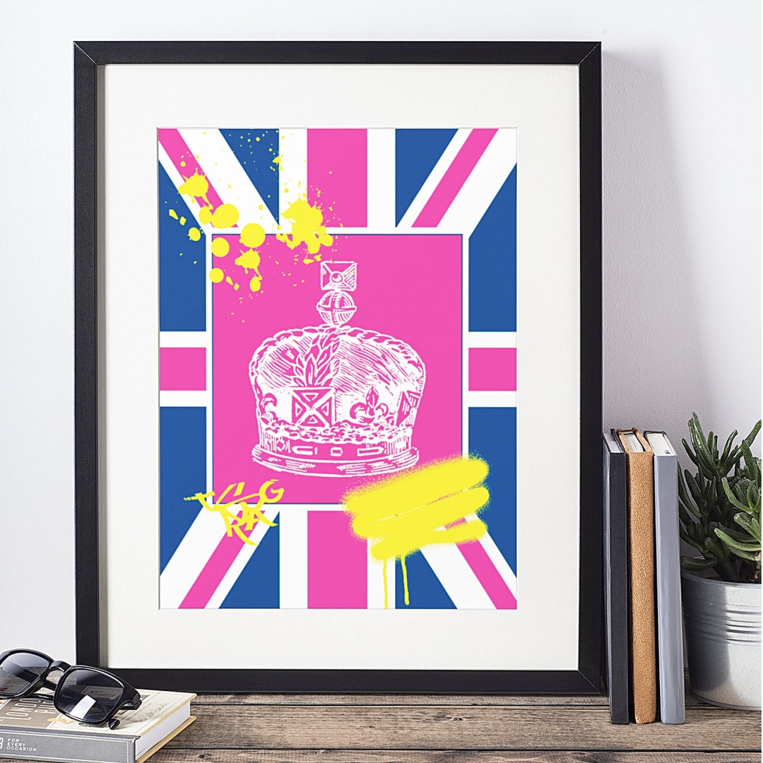 Punk Royal Crown Print, Digital Download, British Flag, Neon Art Print ...