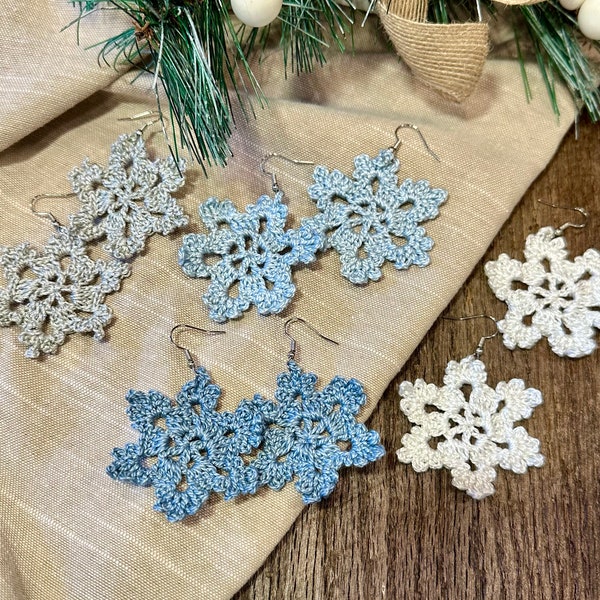 Crochet Snowflake Earrings - Etsy