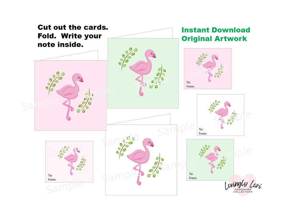 Pink Flamingo Greeting Card Printable, Flamingo Birthday Card, Pink ...