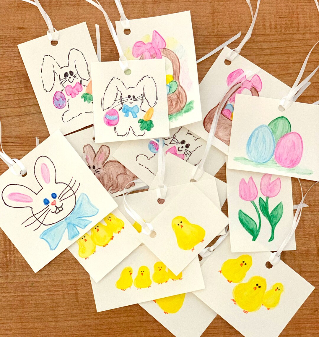 Adorable Easter Gift Tags, Handmade Watercolor Easter Gift Tags Sets of ...