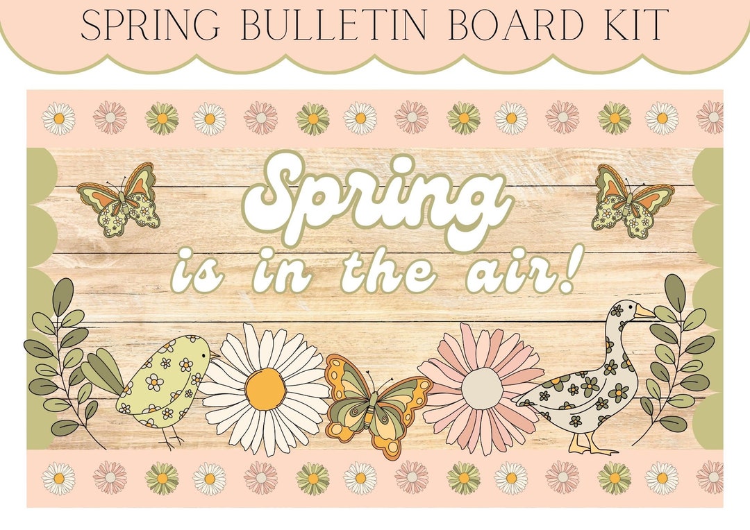 Spring Bulletin Board Kit | March Bulletin Board Kit | Retro Spring ...