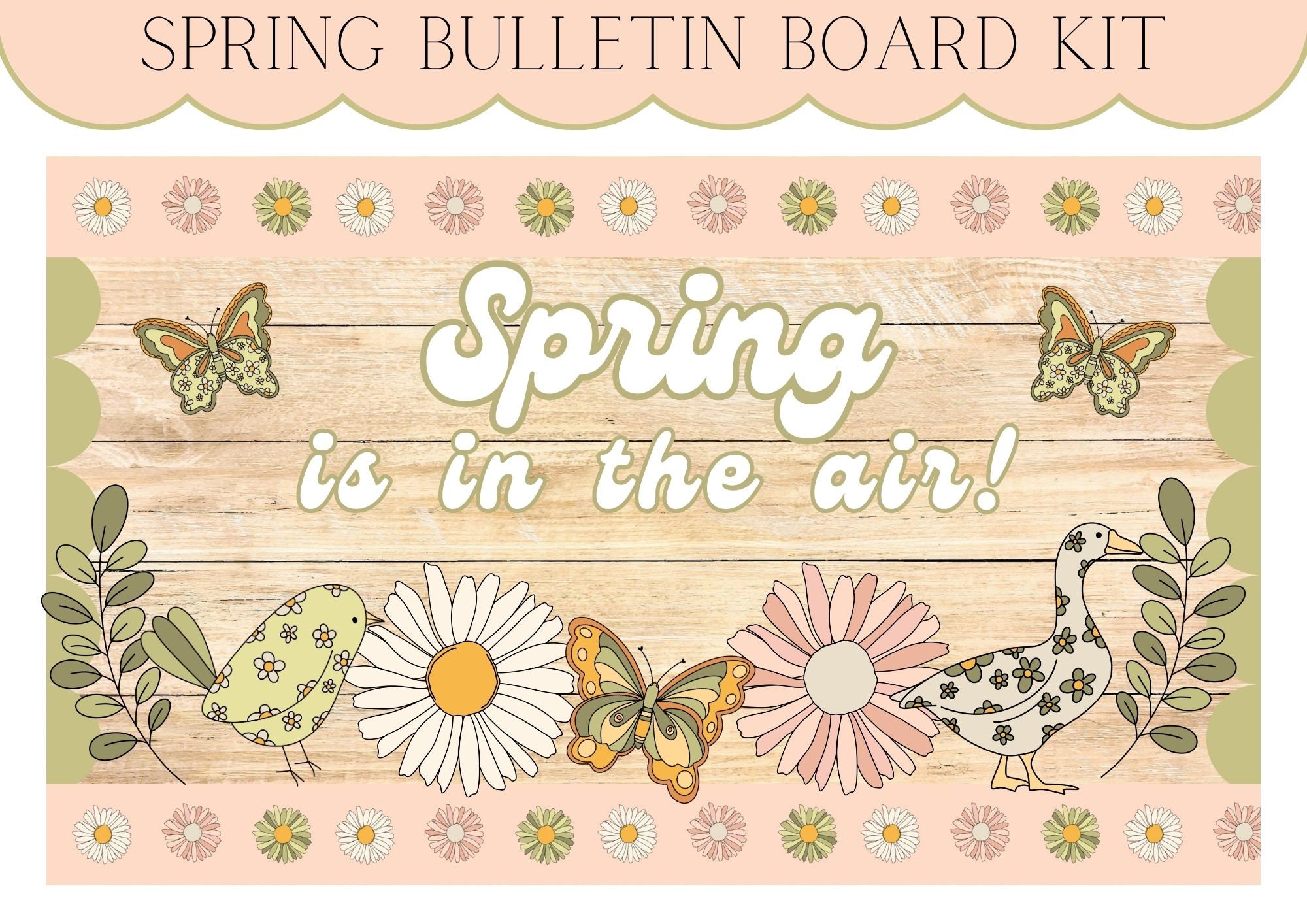 Spring Bulletin Board Kit | March Bulletin Board Kit | Retro Spring ...