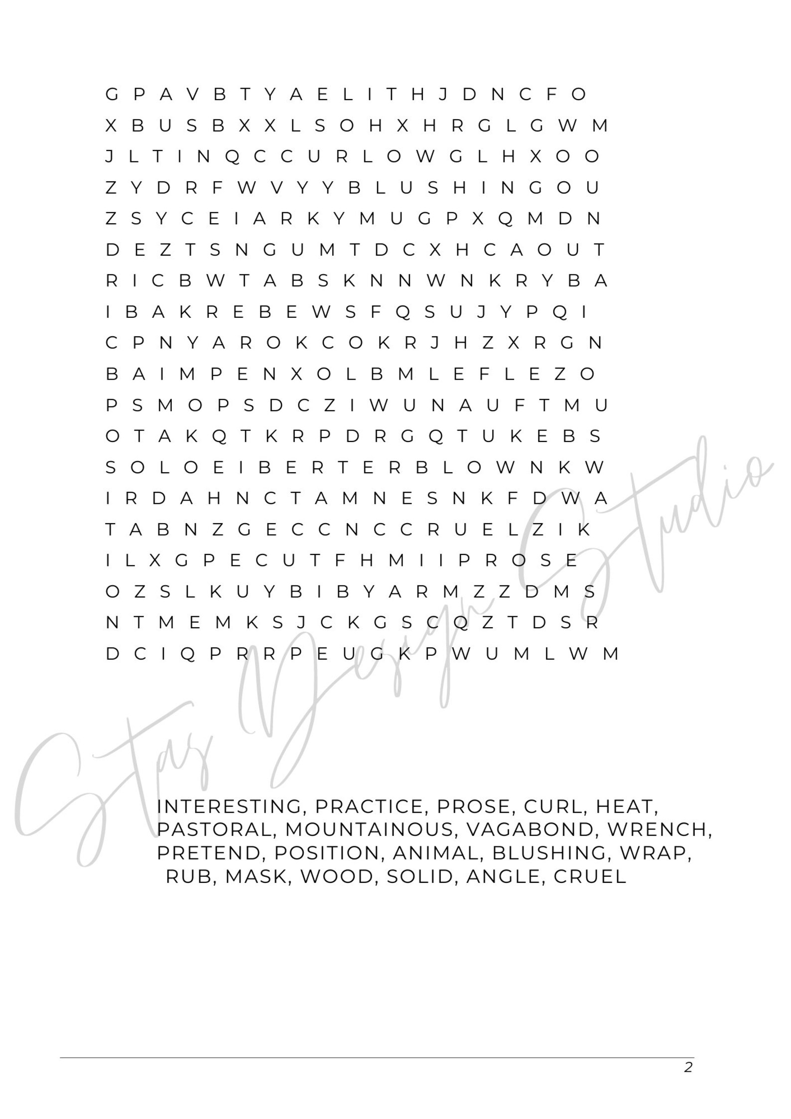 Word Search Puzzle, Printable, Instant Download, PDF, Word Search ...