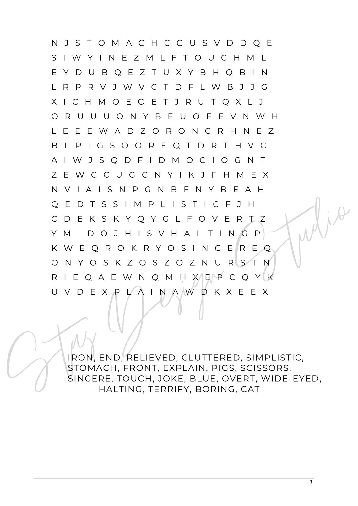 Word Search Puzzle, Printable, Instant Download, PDF, Word Search ...