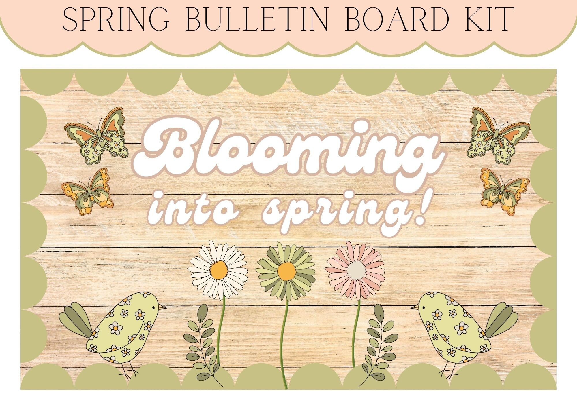 Spring Bulletin Board Kit | March Bulletin Board Kit | Retro Spring ...