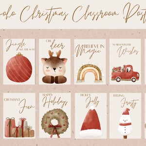 Boho Christmas Classroom Decor Posters, Holiday Classroom Posters, Boho ...