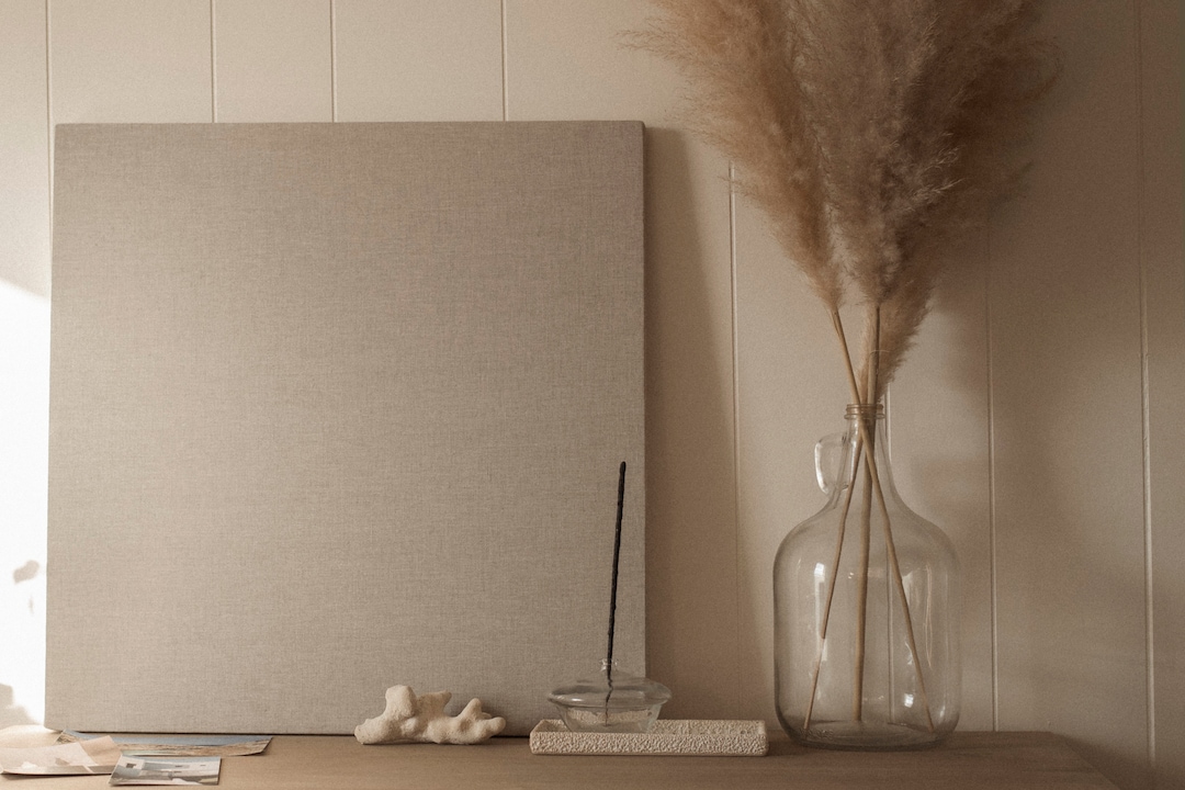 Linen Pinboard Neutral Bulletin Board Mood Board Frameless Designer ...