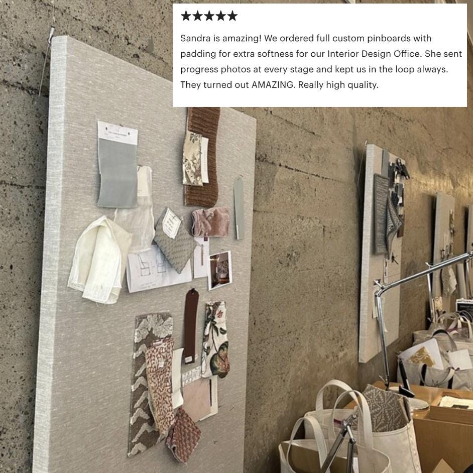 CUSTOM SIZED Frameless Neutral Linen Pin Board | Linen Pin Board ...