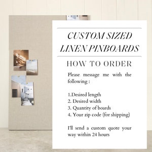 CUSTOM SIZED Linen Pinboard Neutral Bulletin Board Mood Board Frameless ...