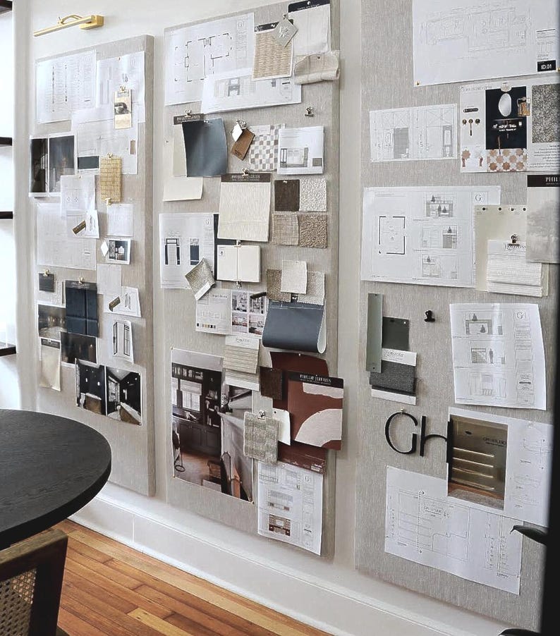 LARGE CUSTOM Frameless Neutral Linen Pin Board | Linen Pin Board ...