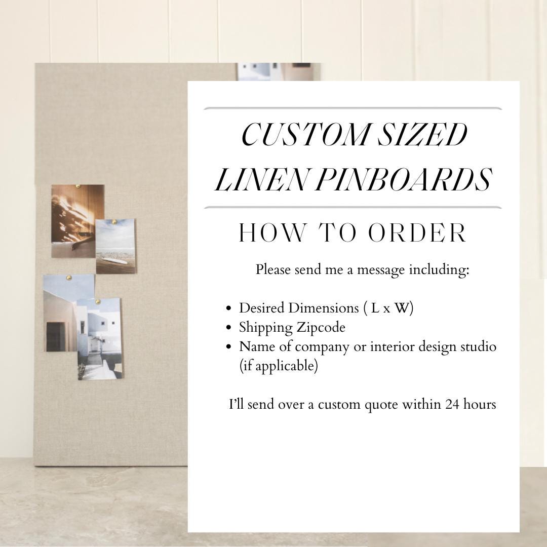 CUSTOM SIZED Frameless Neutral Linen Pin Board | Linen Pin Board ...