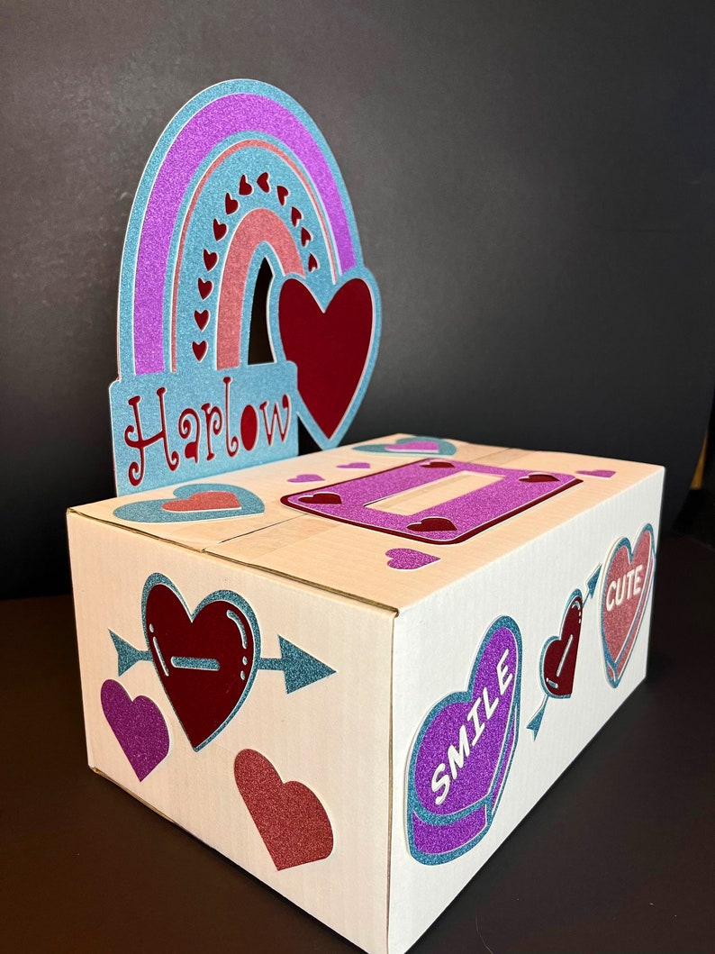 Hearts & Rainbow Kids Valentine Box Kit, Personalized Valentine’s Day ...