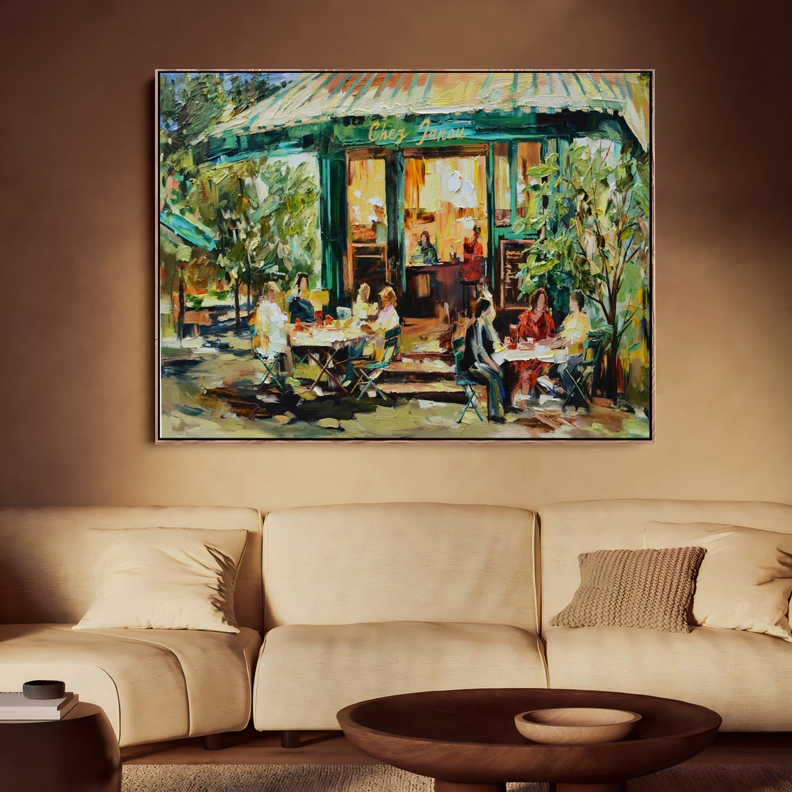 Cafe in Paris, Paris City Painting, Original Painting on Canvas ...