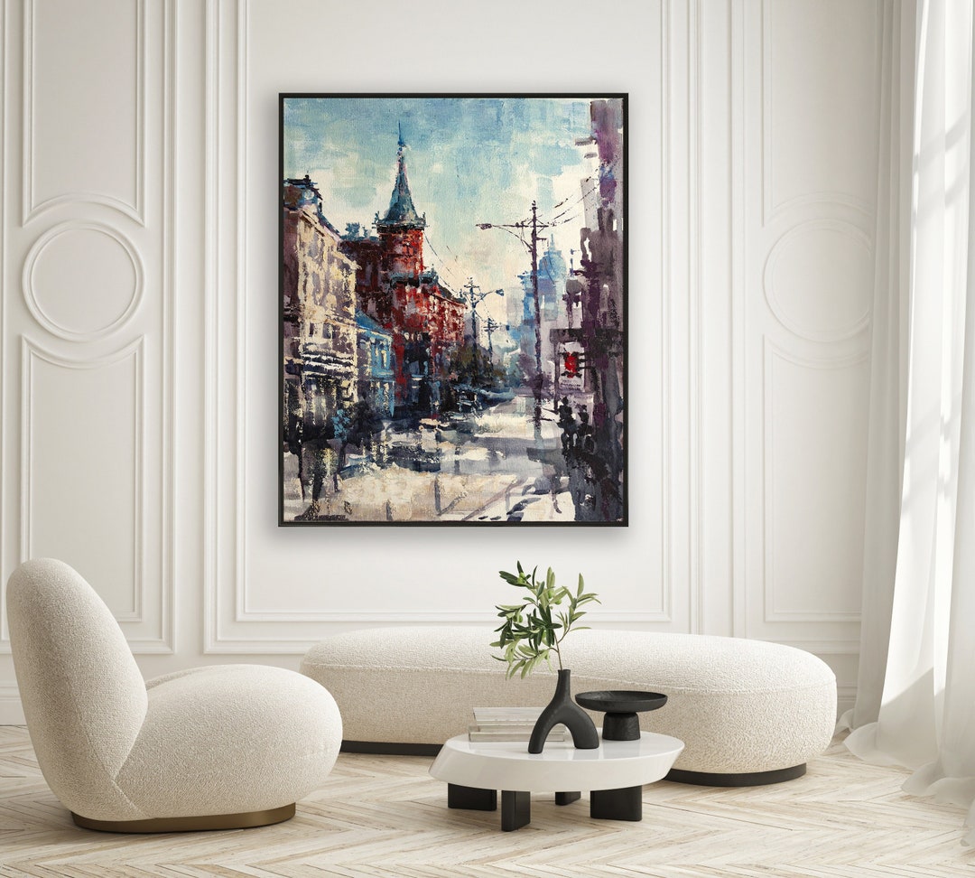 Old Town, City Landscape Painting, Oil Painting Canvas Original ...