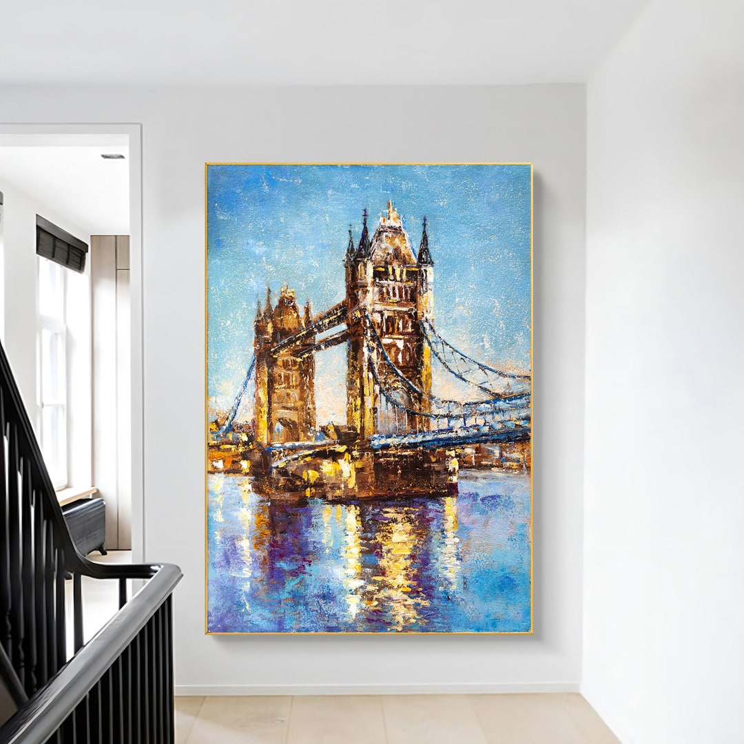 London Bridge Painting, Oil Painting Canvas Original, Cityscape Wall ...