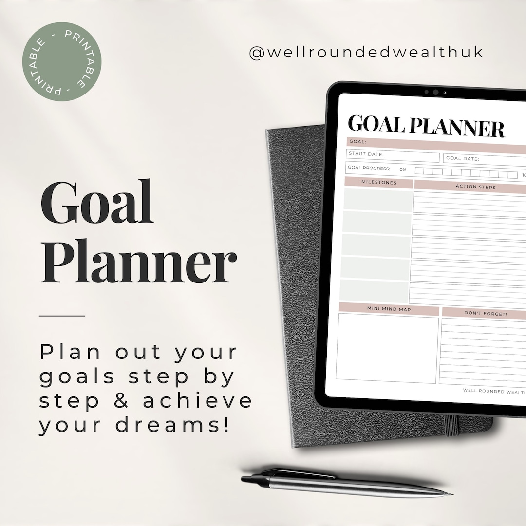 Goal Planner Pink Rose - Goal Setting Planner - Goal Tracker - Etsy