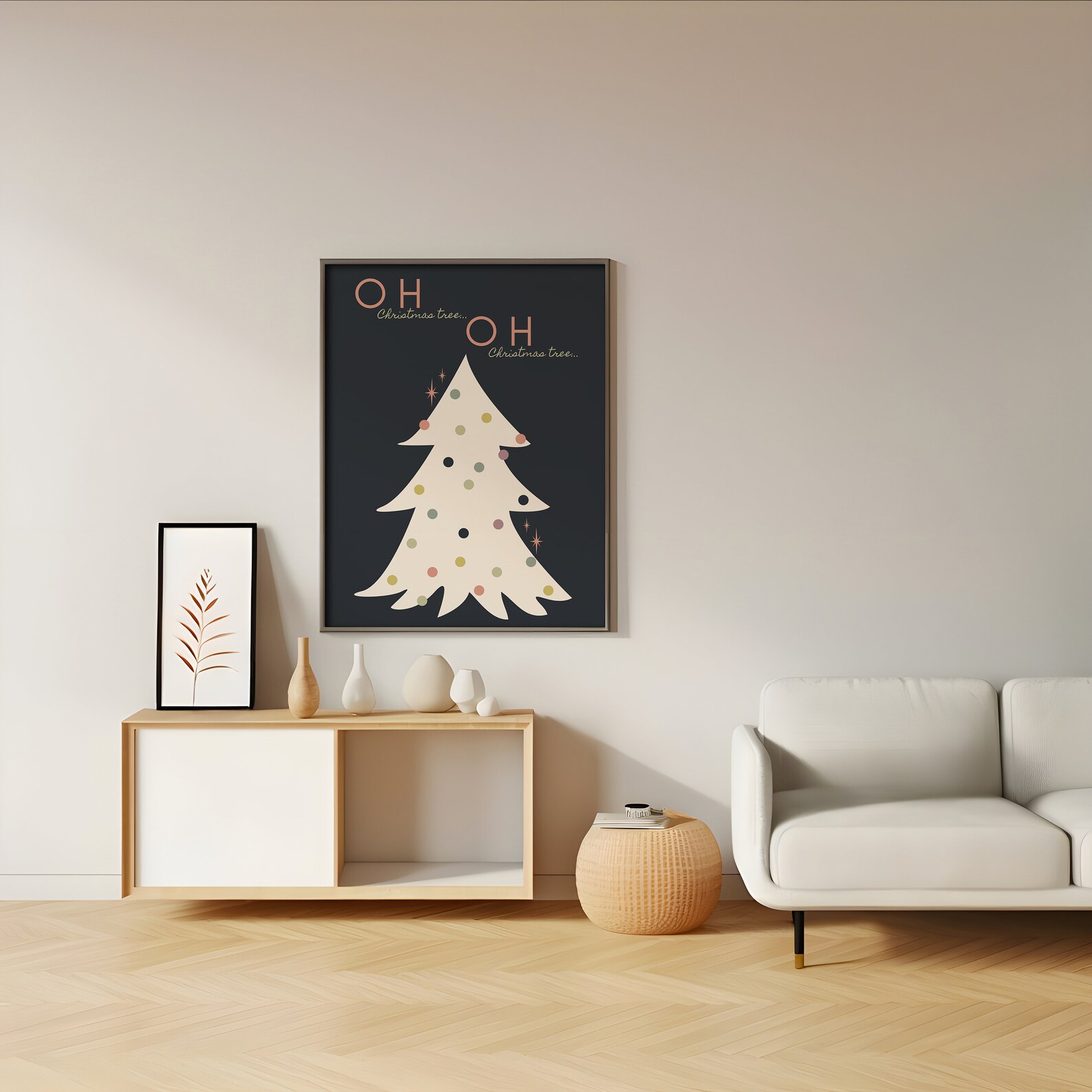 Polka Dot Christmas Tree Wall Art-oh Christmas Tree Wall Decor-colorful ...