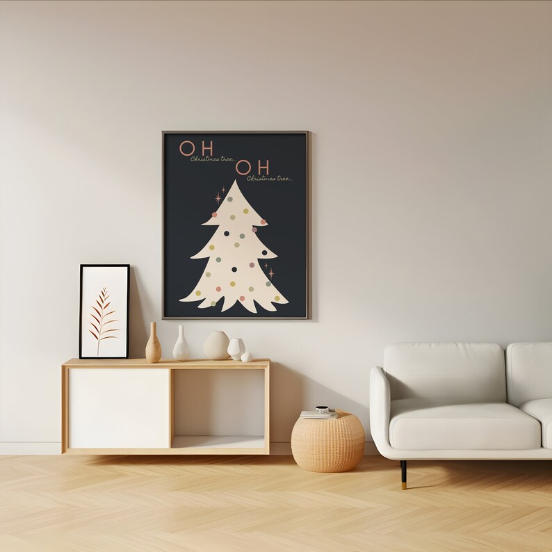 Polka Dot Christmas Tree Wall Art-oh Christmas Tree Wall Decor-colorful ...