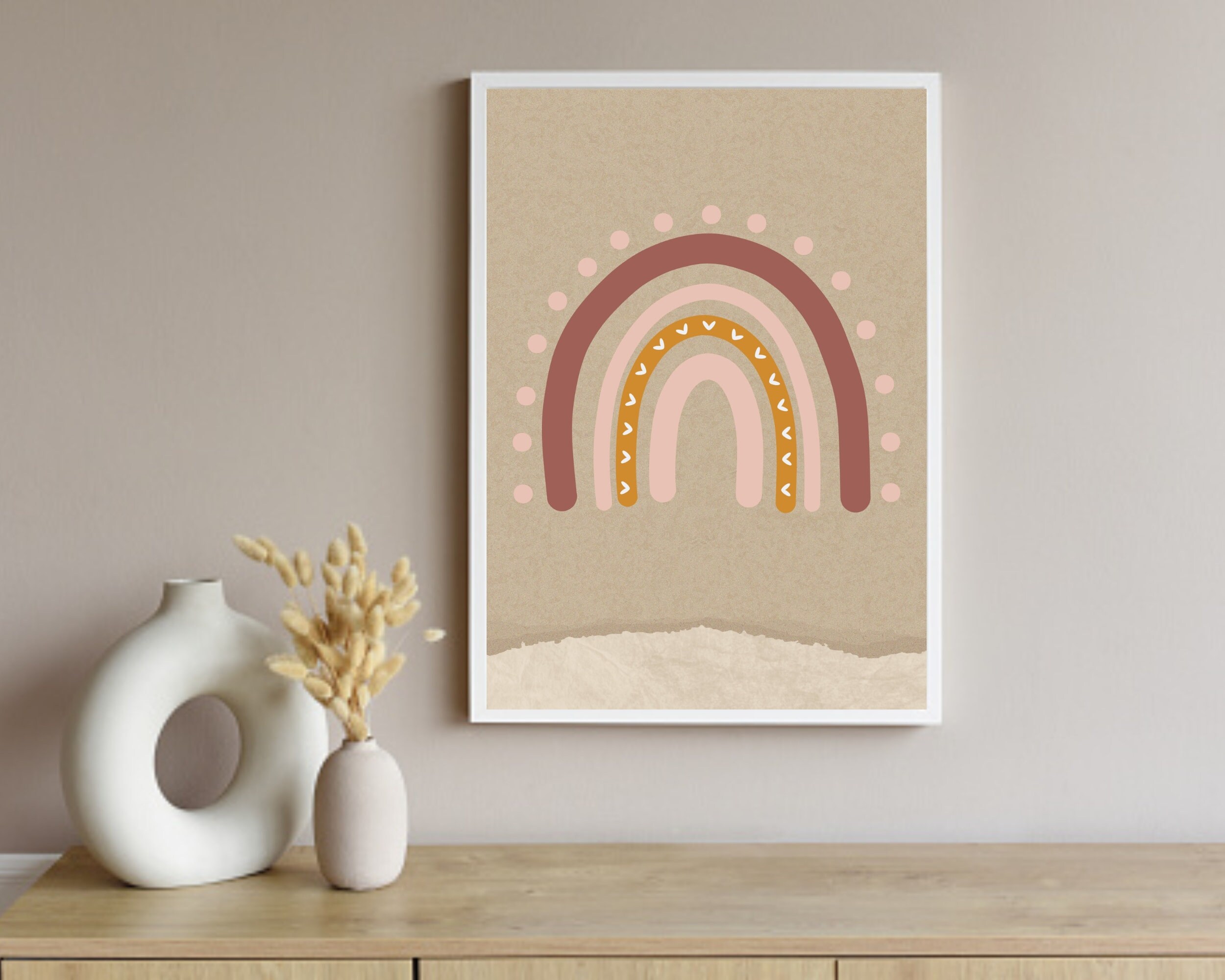 Boho Rainbow Wall Art, Rainbow Print, Neutral Wall Art, Boho Rainbow ...