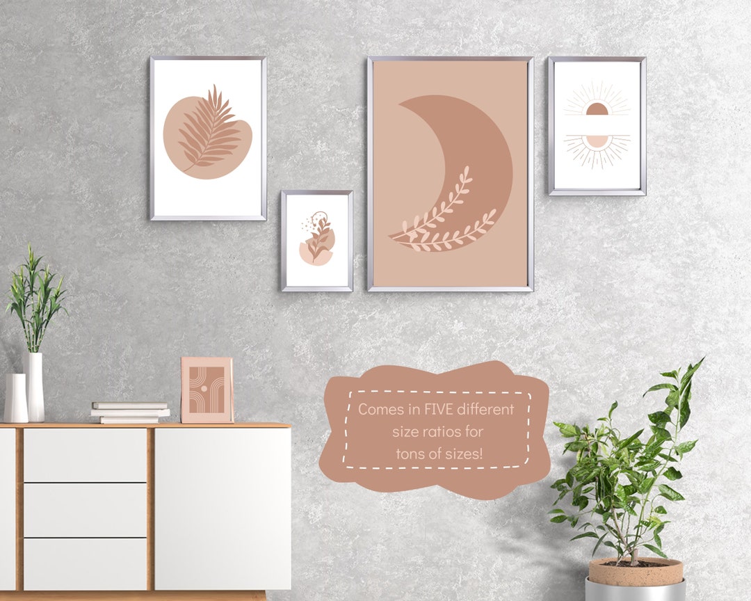 Boho Gallery Wall Decor Set, Printable Wall Art, Minimalist Modern ...