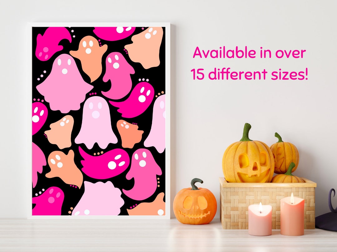 Groovy Ghost Poster, Pink Halloween Print, Digital Download, Halloween ...