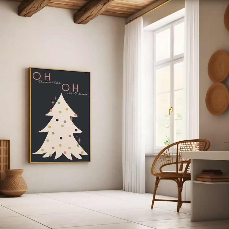 Polka Dot Christmas Tree Wall Art-oh Christmas Tree Wall Decor-colorful ...
