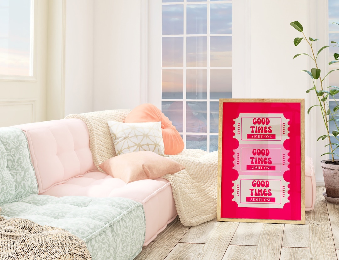 Good Times Ticket Girly Retro Wall Art Print-funky Retro Wall Art Print ...