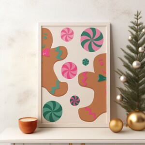 Gallery Set of 6 Christmas Printables, Pink Holiday Wall Art, Snowman ...