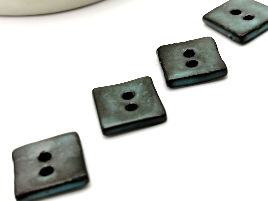 Small Black Square Sewing Buttons With Blue Ceramic - Etsy