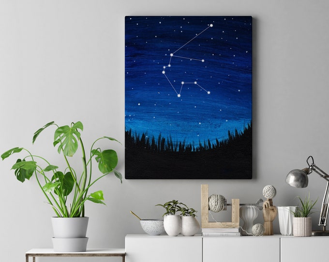 Star Sign Aquarius Painting Aquarius Astrology Signs Painting Zodiac ...