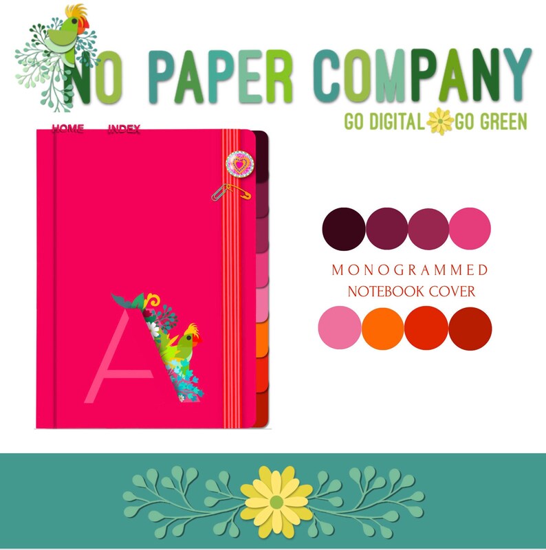Monogrammed Notebook Cover and Dividers - Etsy