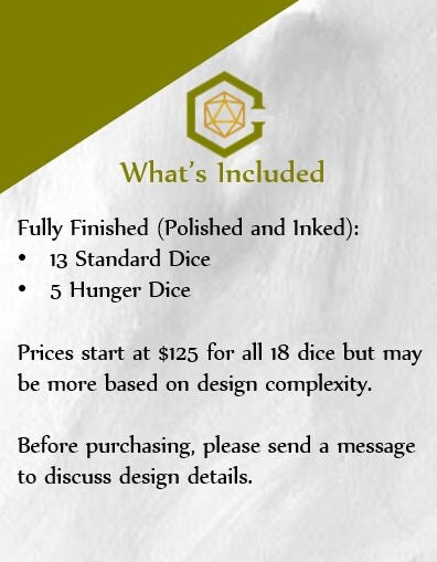 Vampire the Masquerade Full Custom Dice Set Handmade Sharp - Etsy