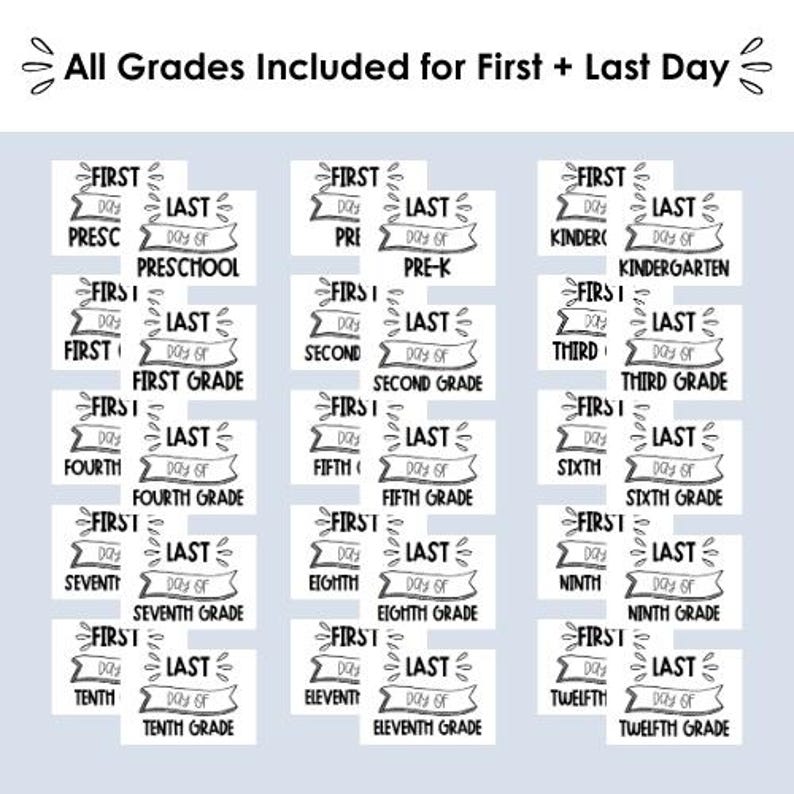 First Day of School PRINTABLE Signs | All Grades | Back to School ...