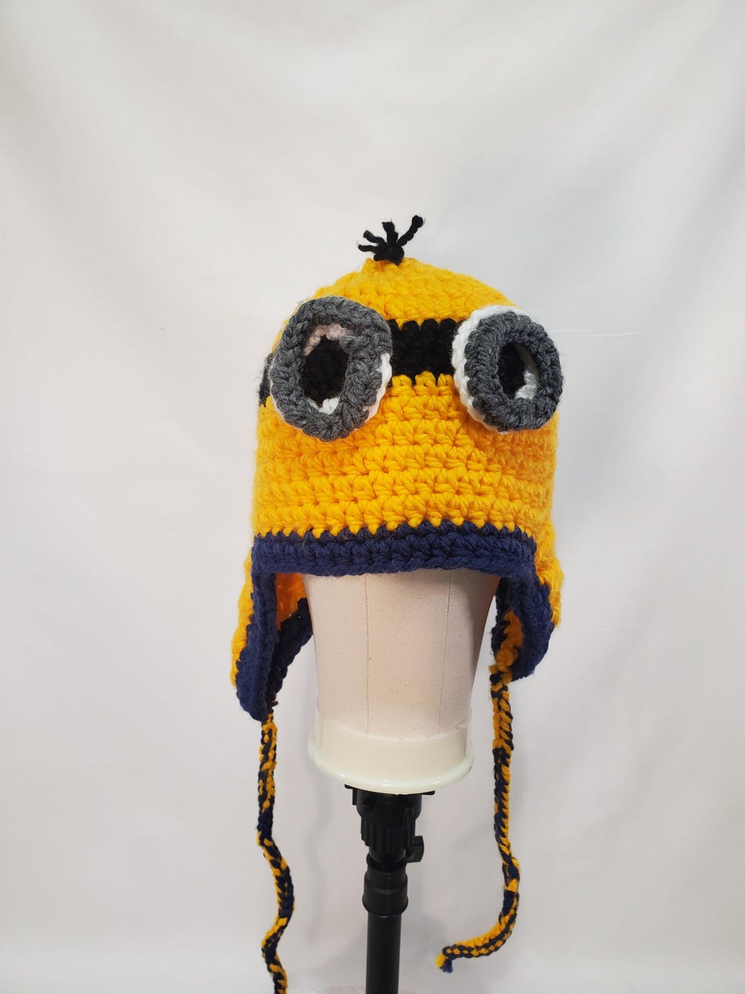 Item #25: Crochet Minion Inspired Hat, Size Adult Medium, Made From 100 ...
