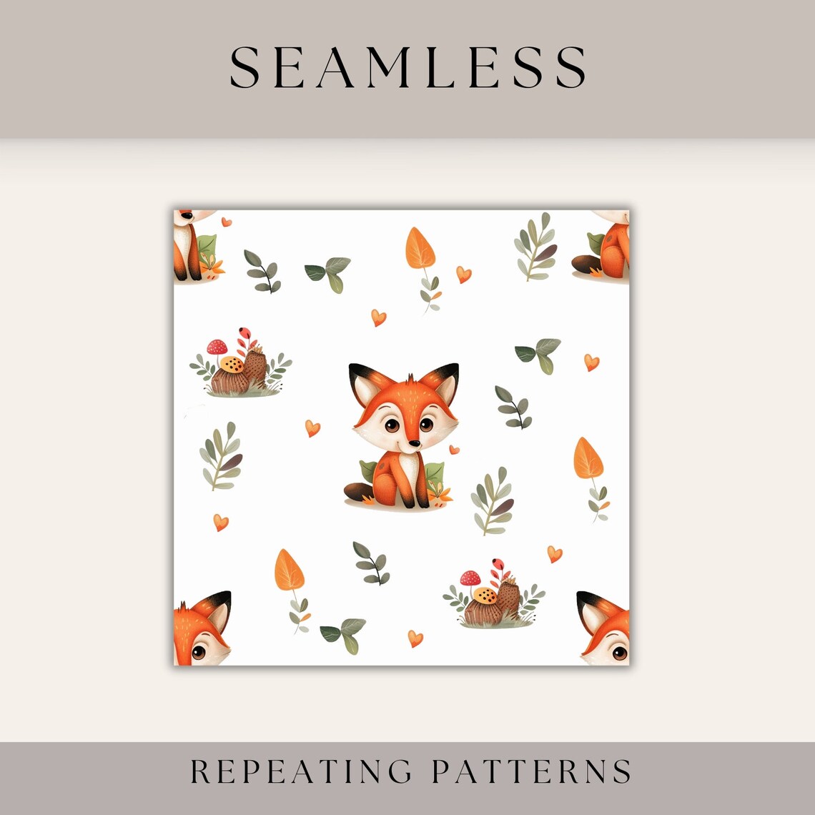 Fox Seamless Pattern PNG SVG Files for Fabric Printing Repeating ...