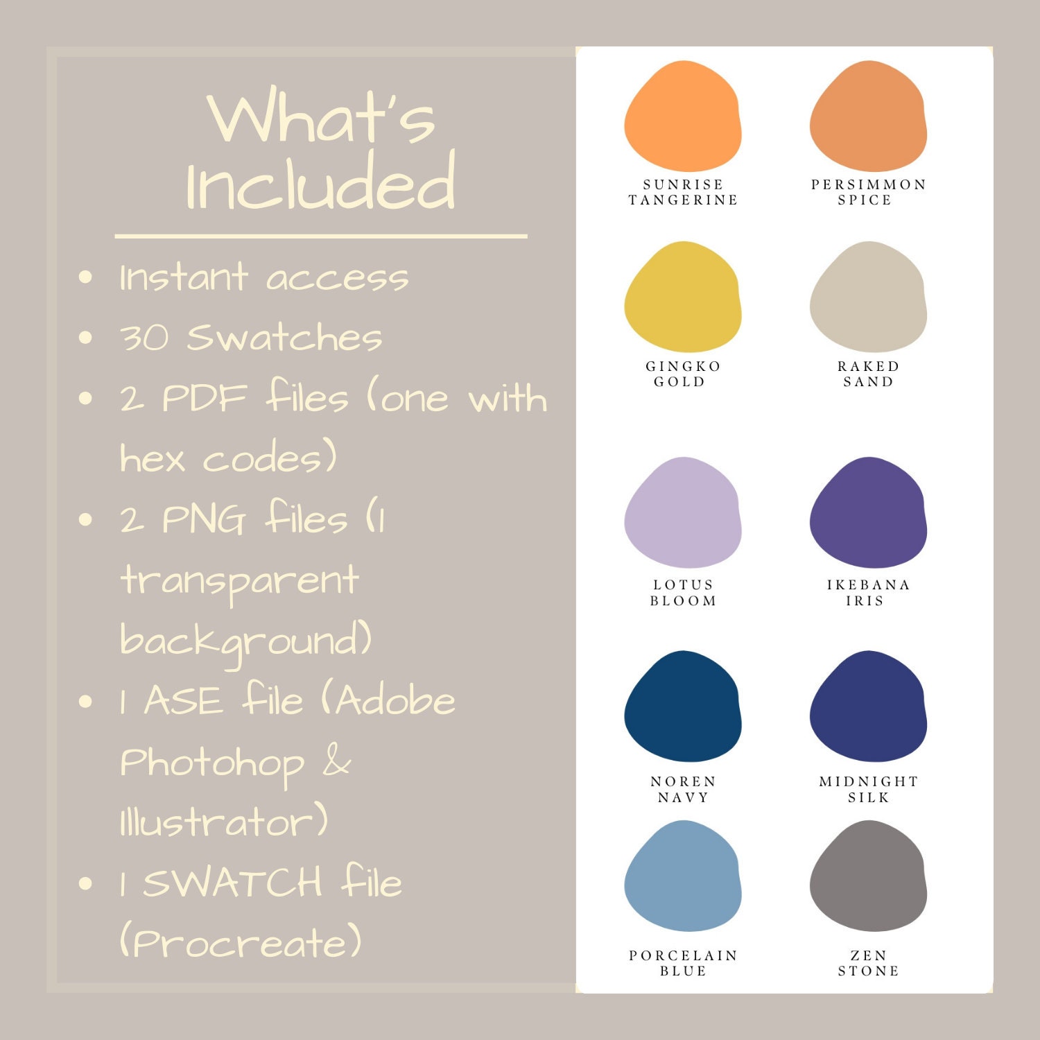 Procreate Color Palette Hex Codes Color Swatches Japanese Countryside
