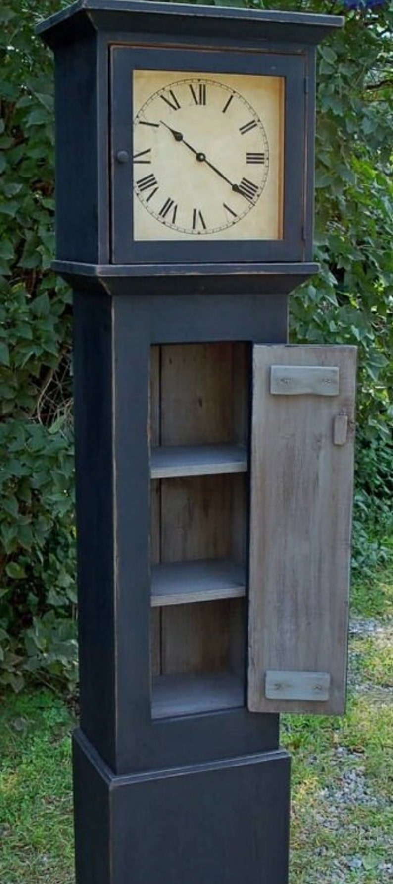 Primitive Wood Clock Cabinet - Etsy