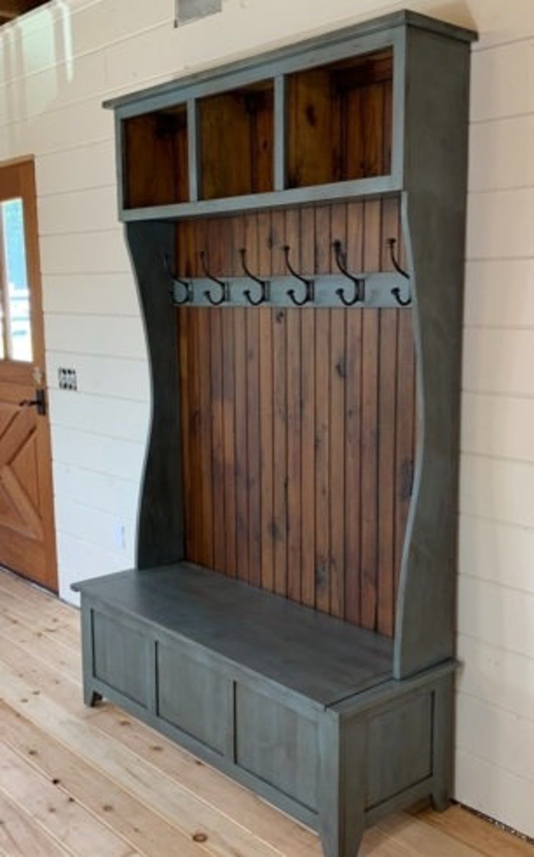 Farmhouse Hall Tree With Drawers, Mudroom Locker, Hall Tree Entryway ...