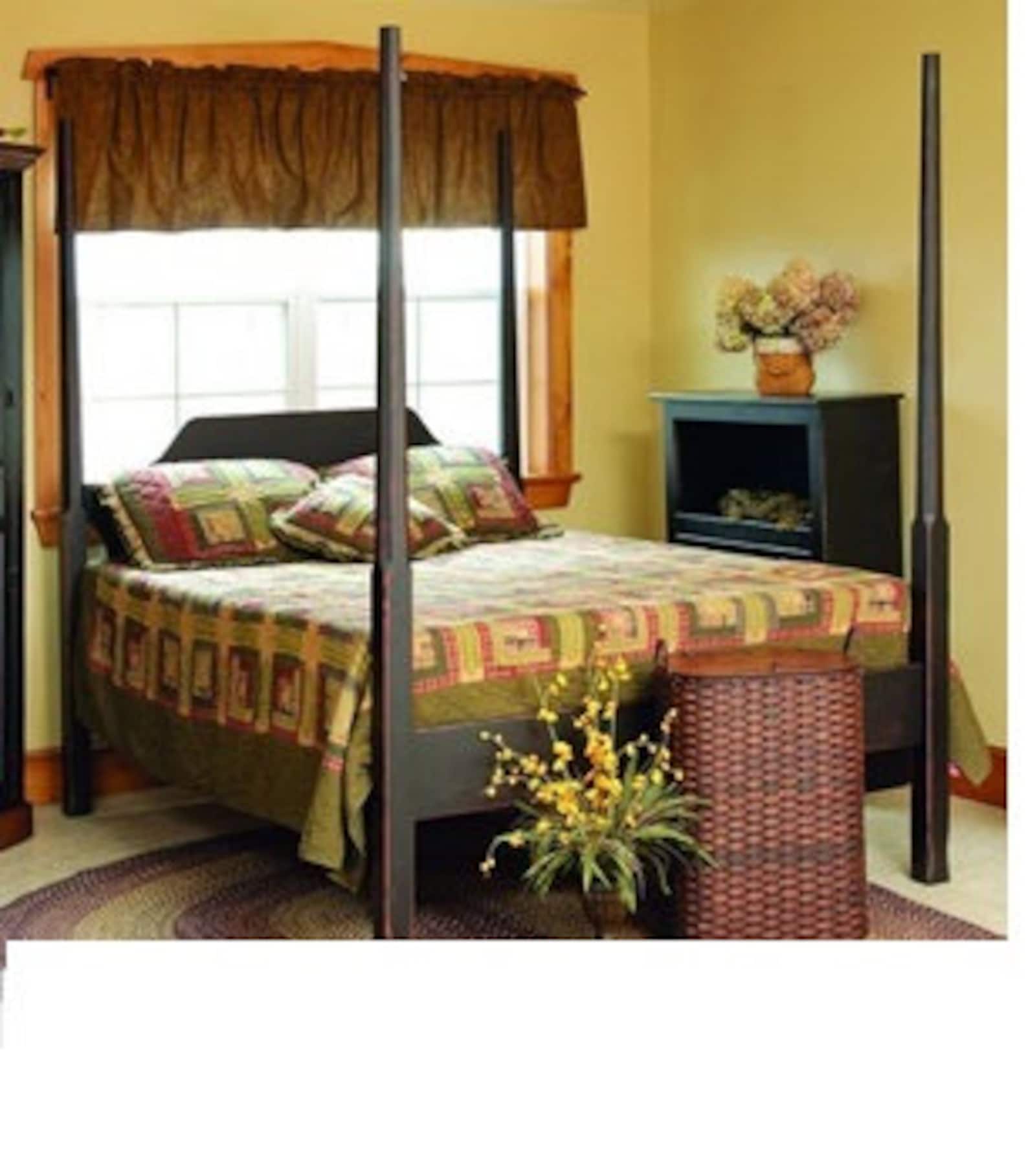 Queen Size Country Primitive Pencil Post Bed - Etsy